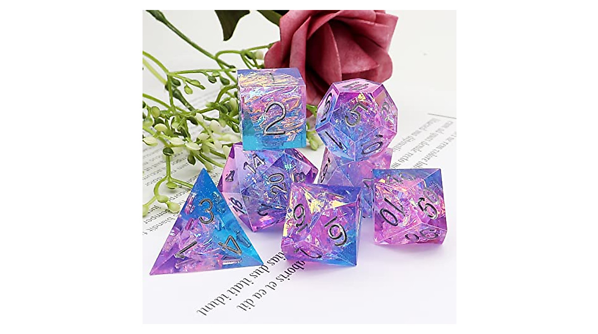 Haxtec Sparkling Sharp Edge DND Dice Set - Enchanted