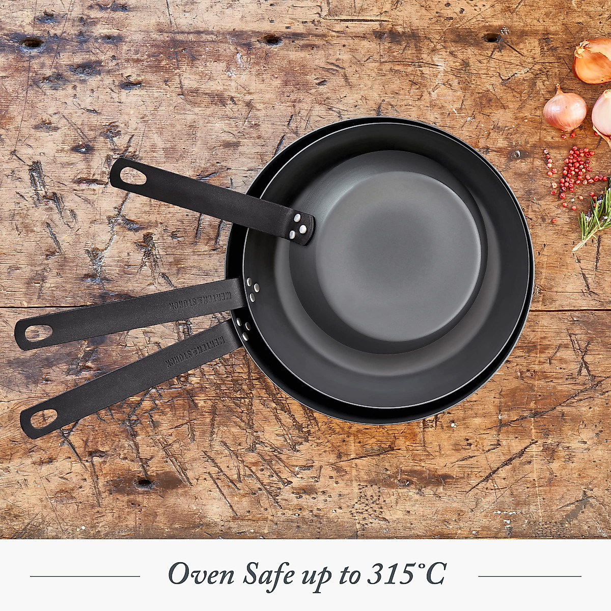 Merten & Storck Pre-Seasoned Carbon Steel 10" Frying Pan Skillet, Cast Iron Lightweight, Durable, Sear Grill Broil Fry, Indoor Outdoor Cooking, Easy to Clean, Oven Safe, Induction, Steel Handle, Black