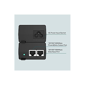 TP-Link TL-PoE160S | 802.3at/af Gigabit PoE Injector | Non-PoE to PoE Adapter | Supplies PoE (15.4W) or PoE+ (30W) | Plug & Play | Desktop/Wall-Mount | Distance Up to 328 ft. | UL Certified, Black
