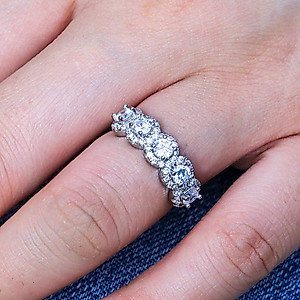 GUIDECUN Fashion CZ Crystal Diamond Halo Wedding Band Gold Plated Cubic Zirconia Eternity Band Ring Jewelry for Women (US Size 7)