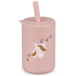 Baby Sippy Cup, Silicone Trainer Cup Toddler Training Straw Cup for Boys and Girls, Unbreakable, Spill Proof and Non-Slip Handles Sippy Cup for Toddlers, 6 oz (Horse)