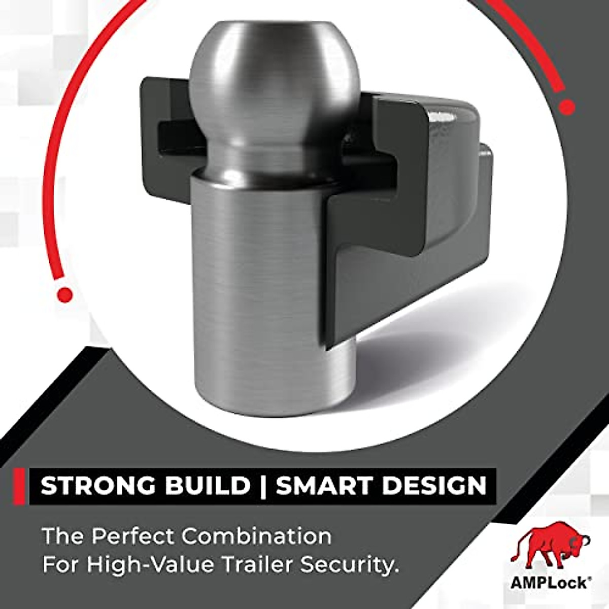 AMPLOCK U-BRP2 | Heavy Duty Trailer Lock for 2" Ball Coupler | Patented 2-Parts Trailer Coupler Lock for Enclosed Trailer, RV and Boat Trailer | Fits 2" Ball Trailer Coupler with Flat Lip Design Only