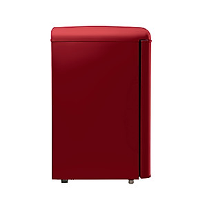 iio 30 Bottle Retro Small Wine Cooler Refrigerator, UV Resistant Glass Door, Cabinet RV Office Bar Beverage Cellar, Mini Fridge for Bedroom, Quiet Compressor, Freestanding, Slide-out Shelves (Red)