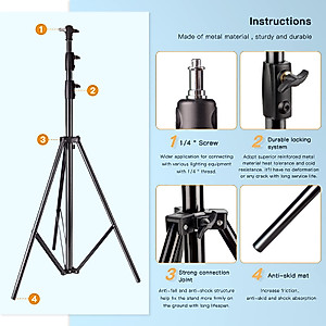 Godox Heavy Duty Aluminum Photography Light Tripod Stand for Studio Photography Lighting, Backgrounds, Monolights, Strobe Flash - 286CM, 112 Inches