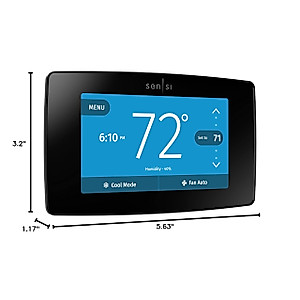Sensi Touch Smart Thermostat by Emerson with Touchscreen Color Display, Programmable, Wi-Fi, Mobile App, Easy DIY, Data Privacy, Works with Alexa, Energy Star Certified, ST75 - Black, C-Wire Required