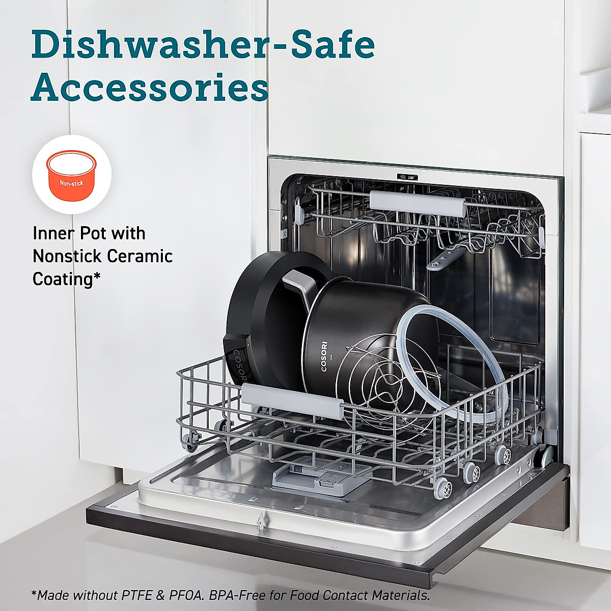 COSORI Pressure Cooker Inner Pot, Compatible with CMC-CO601-SUS Only, Ceramic, BPA-Free, Non-Stick, CRP-CO601IP-SUS