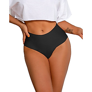 DEANGELMON Womens Thongs High Waisted Seamless Underwear for Women Breathable No Show Panties 4 Pack X-Large(4P4)