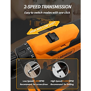 Power Drill Cordless,21V Electric Power Drill Set,18+1 Clutch & Variable Speed,3/8-Inch Keyless Chuck，40NM（355in-Lbs）Max Torque,with a Battery & Charger,and other Accessories