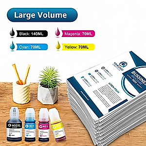 Transpex Compatible Ink Bottle Replacement for 32XL - 31 Refill Ink Use with Smart Tank 7301 7602 7001 6001 5101 551 651 Ink Tank Printers(1 Black 1 Cyan 1 Magenta 1 Yellow)