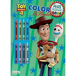 Toy Story Disney 4 32-Page Color by Number Activity Book with 8 Crayons 45662 Bendon