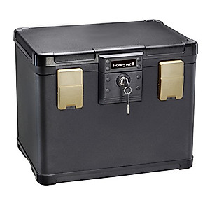 Honeywell Safes & Door Locks - Fireproof & Waterproof Filing Safe Box Chest for Home - Fits Letter, A4 Files - Strong ABS Plastic - Document Safety Box with Key Lock System - 0.60 Cubic Feet - 1106
