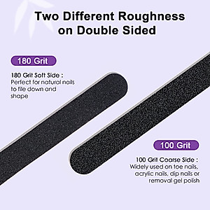 Canvalite Nail File Thin Emery Boards for Nails 100/180 Grit Nail Files for Natural Nails Manicure Pedicure Tool for Home and Salon Use 12PCS