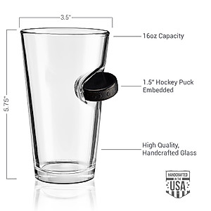BenShot Hockey Puck Glasses - 16oz Pint, 11oz Rocks, 15oz Wine | Made in the USA