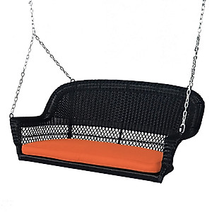 Jeco W00207S-D-FS016 Wicker Porch Swing, Black