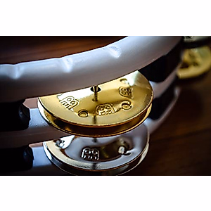 Meinl Percussion Traditional Tambourine, Handheld Half-Moon Shape with Synthetic Frame — NOT Made in China — Double Row Dual Alloy Jingles, 2-Year Warranty (TMT1M-WH)