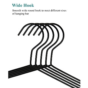 SYNHOZZ 16.5" Heavy Duty Matte Black Metal Hangers 20 Pack, Wire Black Clothes Hangers for Coat Suit, Shirts, Dress, Pants，Camisole Wedding Dress (Black, 20Pack)