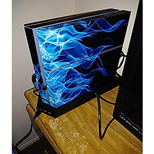 Ps4 Slim Stickers Full Body Vinyl Skin Decal Cover for Playstation 4 Console Controllers (with 4pcs Led Lightbar Stickers) (Blue fire) (PS4 Console (Blue fire))