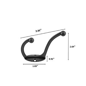 10 Pack Round Head Wall Hooks Coat Hooks, Hooks for Hanging Towels Clothes Robes Double-Prong Wall Mounted Decorative Coat Hanger with 20 pcs Screws (Silver)