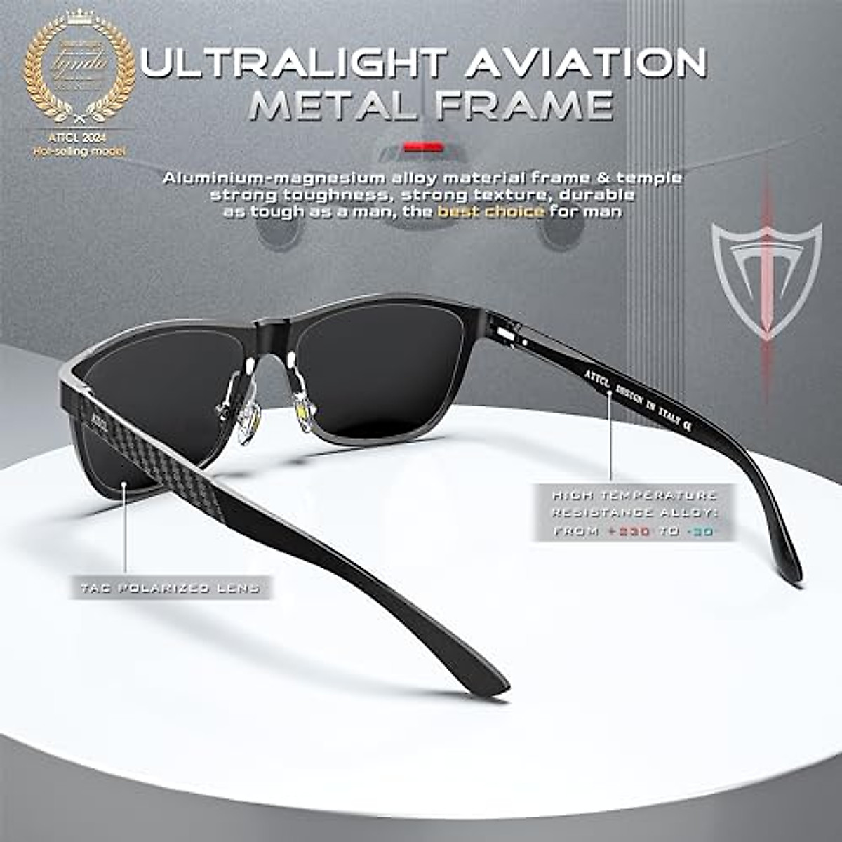 ATTCL Men's Retro Metal Frame Driving Polarized Sunglasses For Men 18587black