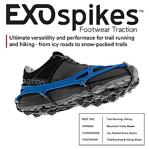 Kahtoola EXOspikes Footwear Traction for Winter Hiking & Running in Snow, Ice & Rocky Terrain - Blue - Large