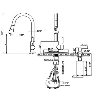 Hovheir Matte Black Kitchen Faucet with Soap Dispenser, Single Handle Pull Down Kitchen Faucet, High Arch Single Handle Stainless Steel Pull Out Sprayer Kitchen Sink Faucet