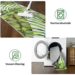 CAREMEE 5x7 Area Rug for Living Room Low Profile Palm Tree Leaf Area Rug Large Throw Carpet Indoor Machine Washable Rug Thin Rug for Bedroom Kitchen Patio Home Decor, 5'x7' Green