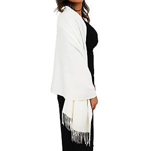 Ocomfly 100% Pashmina Scarf for Women - Premium Womens Scarves. Gift Boxed. Wrap or Coverup. Ultra Soft and Warm. Limited Available - White