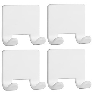 VANZAVANZU Razor Shaver Holder for Shower Wall Adhesive Hooks for Hanging, Bathroom Silicone Waterproof Decorative Shower Hooks Hair Brush Holder for Towel (4 Pack-White)