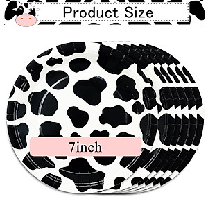 SietDESEO 50 PCS Cow Print Plates 7 Inch Cow Paper Plates for Birthday Party Baby Shower Decoration Disposable Party Plates
