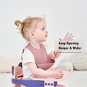 Justbeen Silicone Baby Bibs Set of 2 BPA Free Waterproof Soft Durable Adjustable Bib Easily wipe clean with Food Catcher for Babies & Toddlers(6-72 Months)