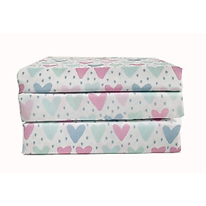 Sleeping Partners 3-Piece Hearts Sheet Set | 1 Twin Flat Sheet, 1 Twin Fitted Sheet & 1 Queen Pillowcase | 100% Super Soft Microfiber Polyester | Soft, Smooth & Durable | Ideal for Kids | Multicolor