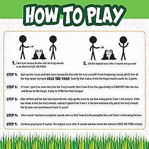 Franklin Sports Feed The Frog Kids Target Game - Fun Interactive Game for Indoor and Outdoor - Play with Friends and Family - Includes Frog Target, 3 Flies and 1 Bee
