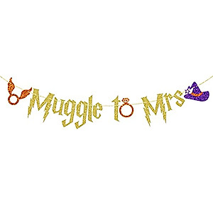 Muggle to Mrs Banner, From Muggle to Mrs, Bridal Shower, Bachelorette Party Decor, Gold Glitter