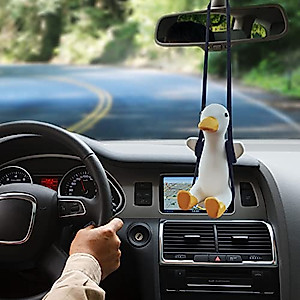 Swing Duck Car Hanging Ornament Cute Decoration Pendant Rearview Mirror Accessories Aesthetic Gadgets Keychain Dice Stuff Teens Car Interior Dashboard Decor Women View Things Truck (Cute Duck)
