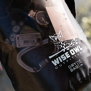 Wise Owl Outfitters Waterproof Dry Bag Backpack - Thick, Durable Water Bag for Kayaking, Camping, Boating, Beach and Outdoor Water Sports - Black Clear, 5L