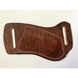 Custom Leather Sheath for Buck 110 Or 112, Water Buffalo Antique Brown Leather Sheath, Right-Hand Cross Draw to Fit on The Left-Side, Strong and Durable, Sheath Only