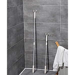 Reach Stick Clothes Pole with Hook 45" Extend Long Pole Closet Garment Telescoping Pole with Long Handle for High Reach Areas, Perfect for College Dorm