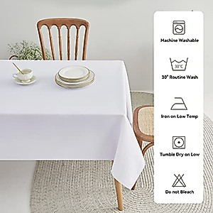 Romanstile Rectangle Tablecloth - Waterproof and Wrinkle Resistant Washable Polyester Table Cloth for Kitchen Dining/Party/Wedding Indoor and Outdoor Use (60 x 84 inch, White)