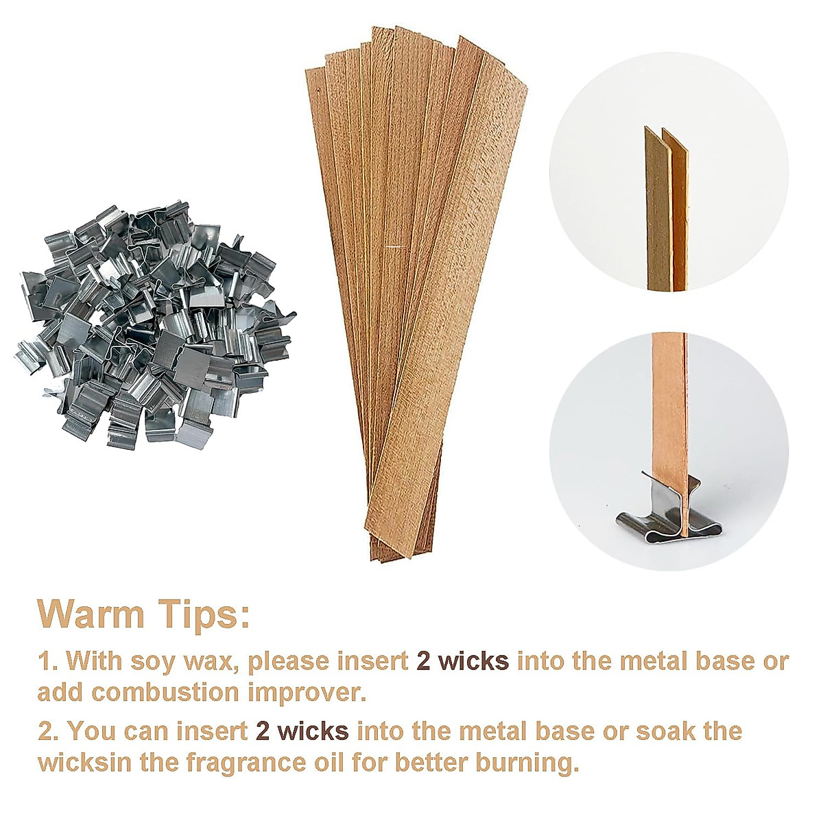 250 Pcs Wooden Candle Wicks Wicks Stickers 5.1 X 0.5 Inch Natural Candle Wood Wicks Stand Candle Cores for DIY Candle Making Craft Wooden Wicks for Candle Making Wood Wick