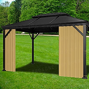 SunCula 10' x 10' Gazebo Universal Replacement Privacy Curtains - Canopy Side Wall Privacy Panel with Zipper, 1 Panel Sidewall ONLY (Khaki)