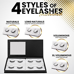 EYELITE, Self Adhesive Eyelashes, 4 Pairs, 16pcs, No Glue Eyelashes, Reusable Adhesive Eyelashes, Natural Look, Wispy Lashes, False Eyelash Extensions, Self Sticking, Press On Lashes, Long Last Wear