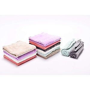 Kyapoo Baby Washcloths 12 Pack 12x12 Inches Microfiber Coral Fleece Extra Absorbent and Soft for Newborns, Infants and Toddlers