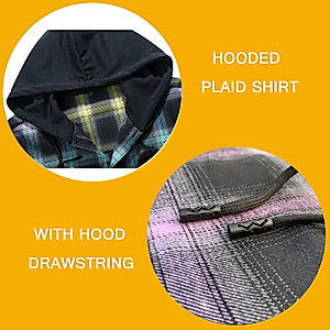 DEVIL KING Men's Hooded Flannel Shirts Jackets Casual Long Sleeve Lightweight Flannel Hoodie Rainbow