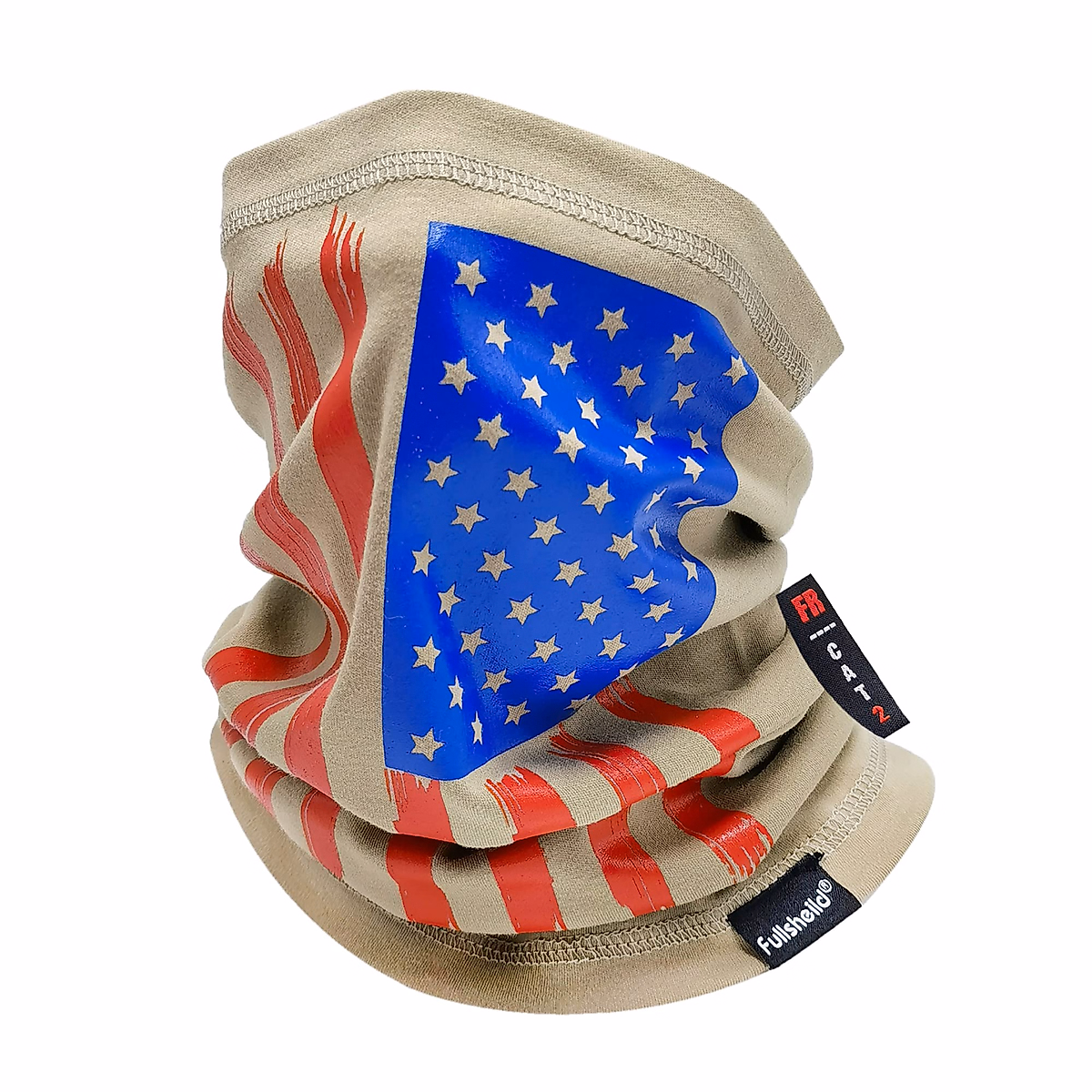Fullsheild American Flag FR Gaiter Face Mask CAT2 Fire Resistant Cotton Neck Tube Cover Snood for Welding Electrican Working Army Rescue Tactical One Size