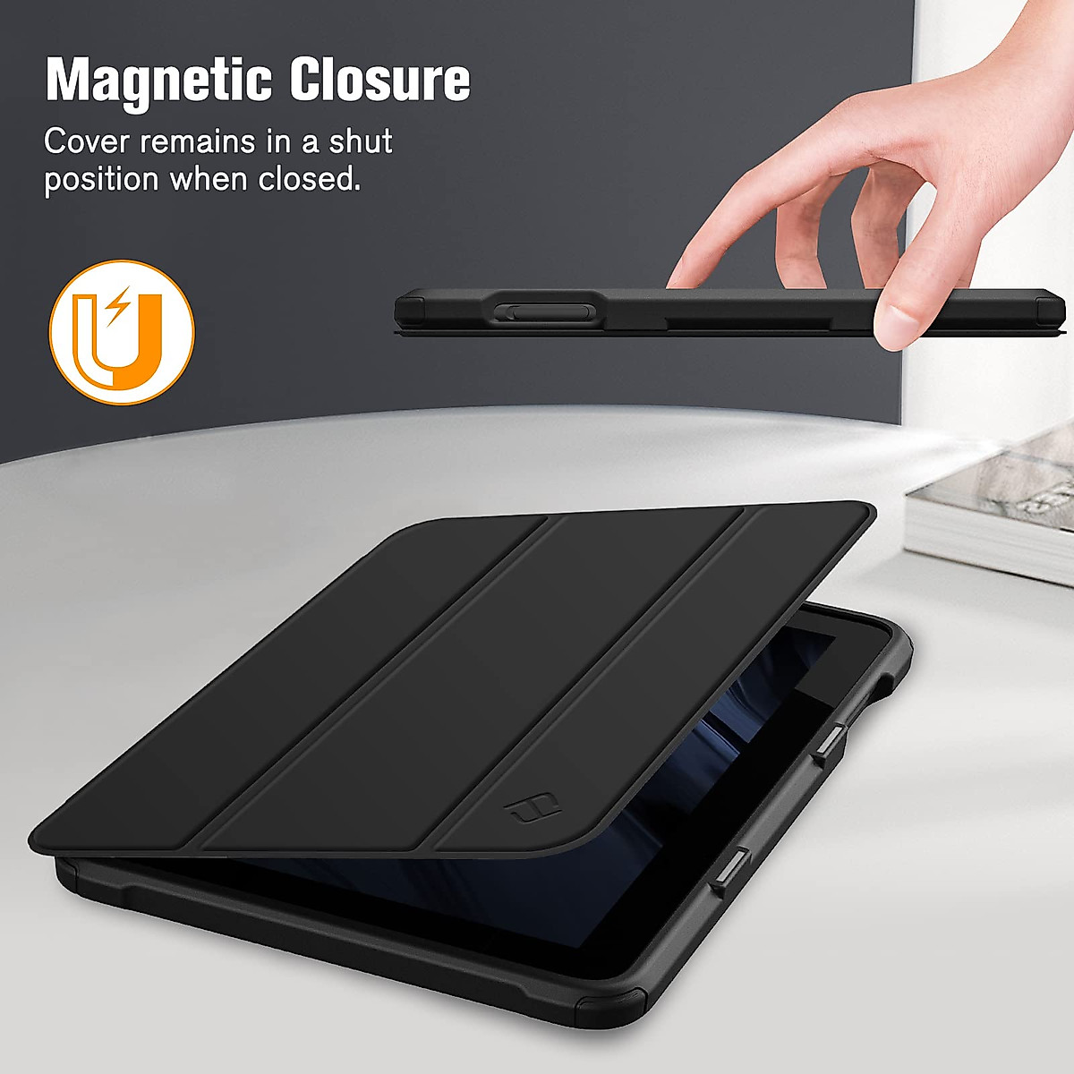 Fintie Hybrid Slim Case for All-New Amazon Kindle Fire 7 (2022 Release-12th Generation) Latest Model - Shockproof Cover with Transparent Back Shell, Black