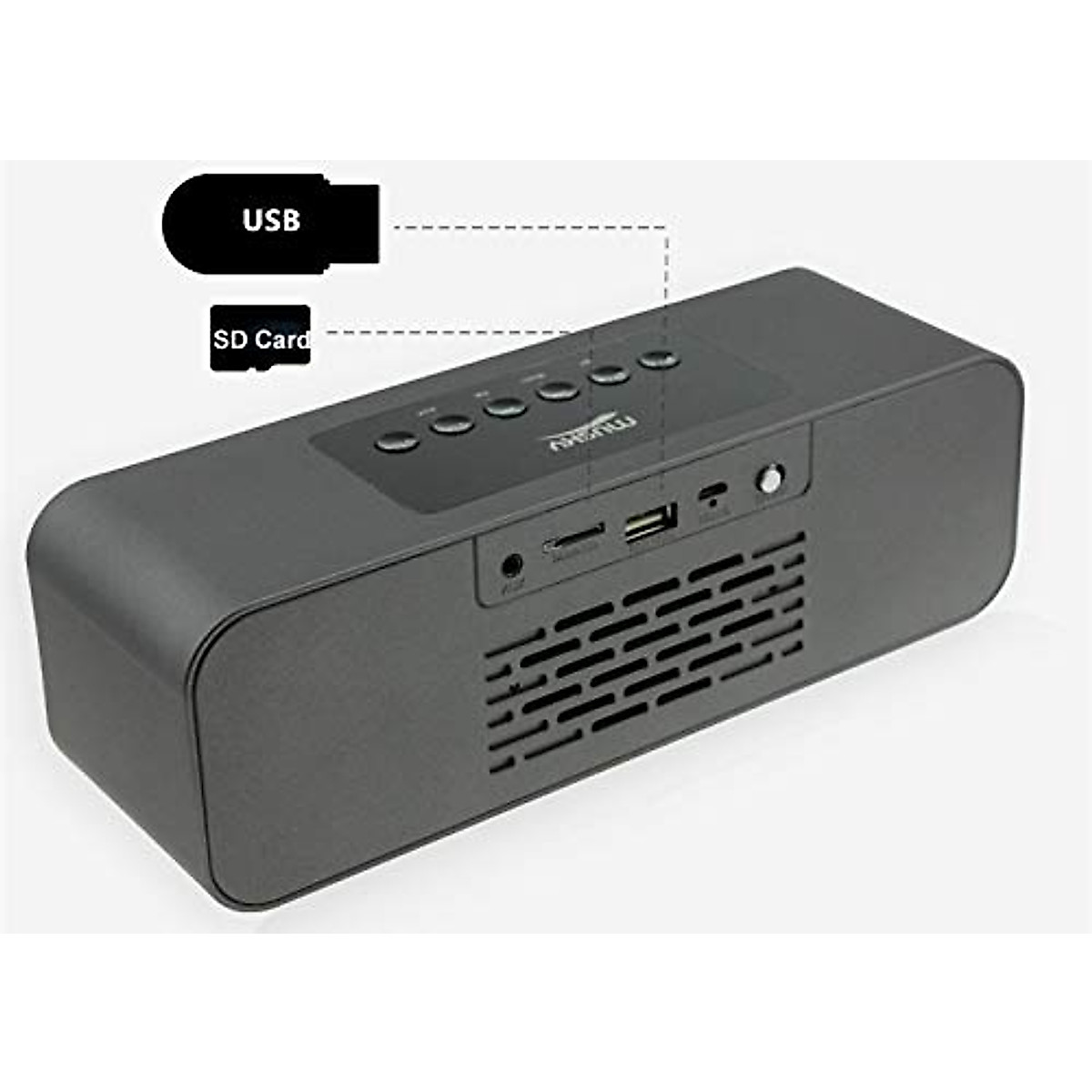 Portable Bluetooth Stereo Speaker, with 2X5W Dual Acoustic Drivers,FM Radio & Handsfree Speakerphone, Slots for Micro SD Card & USB & AUX, for Smart Phone, MP3, iPad, Tablet & More