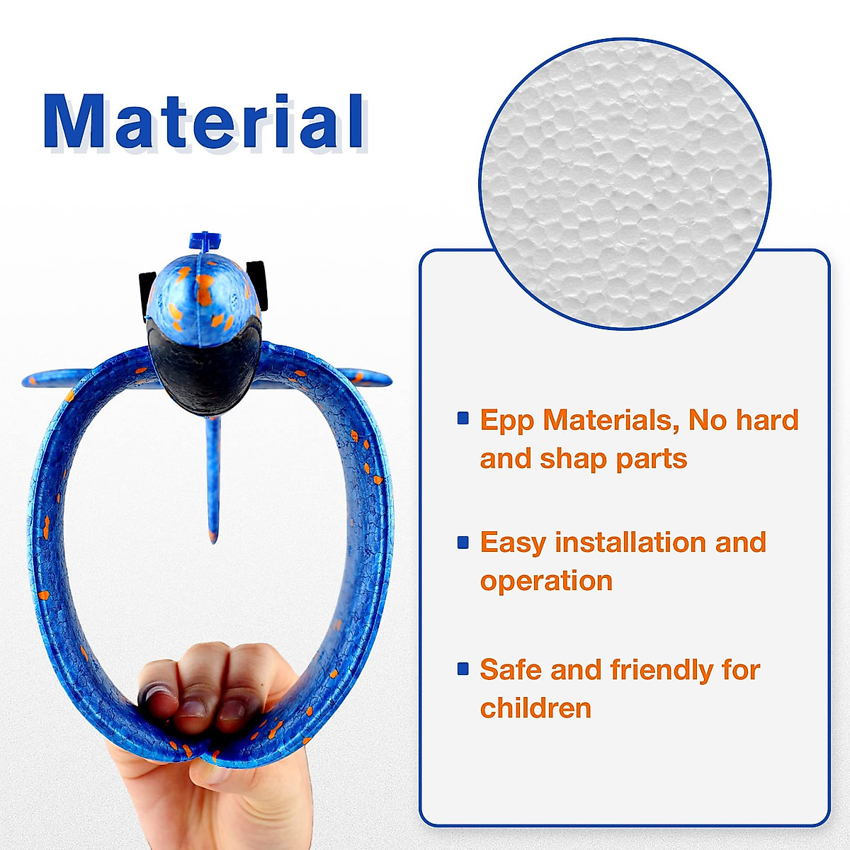 GNAlGNAt 3 Pack Foam Airplane Launcher Toys, Boys Outside Outdoor Flying Toys Birthday Gift for Kids Age 3+ 4 5 6 7 8 9 10 11 12 Year Old Boys Glider Plane Party Supplies with 3 Set of Stickers