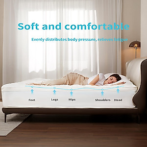 Eiayeebil Memory Foam Mattress Topper King, Dual Layer Mattress Topper, 2 Inch Gel Memory Foam Plus Pillow top Mattress Pad Cover for Back Pain, Down Alternative Bed Topper with Deep Pocket