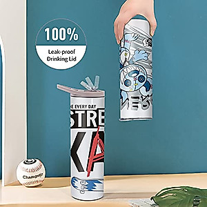 AGH 20oz Sublimation Tumblers with Handle Leak-proof Straight Skinny Tumblers with 2 Lids, Stainless Steel Insulated Vacuum Coffee Tumbler with Lid and Straw, 2 Pack Sublimation Blanks Travel Tumbler