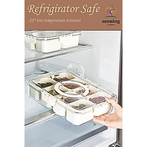 ZEENING Divided Clear Snack Box Serving Tray with Lid & Handle, Snackle Box Charcuterie Board Container Storage Organizer for Fruit, Candy, Veggie, Nuts & Snacks, Perfect for Party, Travel, & Picnic